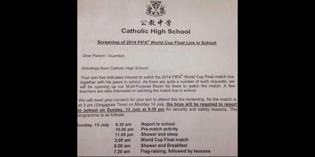 Catholic High School doing it right too, organising World Cup 2014 ...