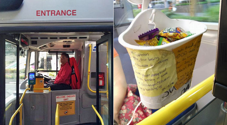 SMRT service 972 bus driver puts up free self-service candy container ...