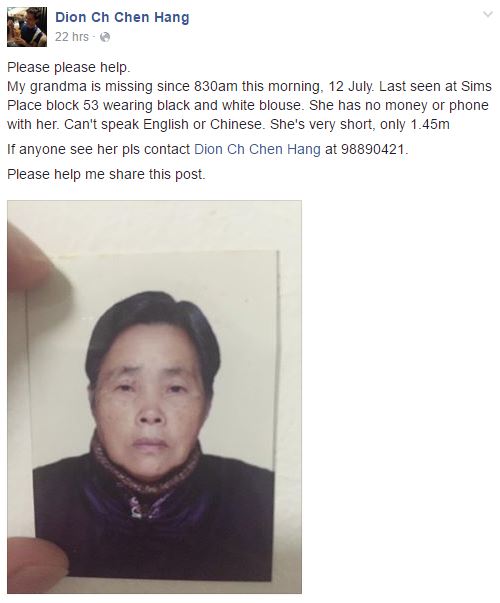 77-year-old Grandma who only speaks Fuzhou dialect missing somewhere in ...