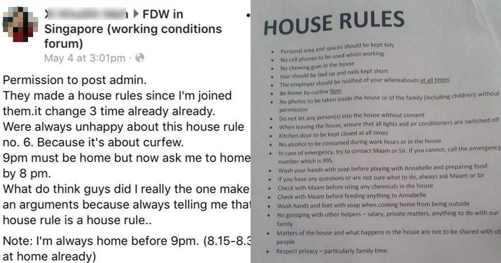 Domestic helper in S'pore shares rules given by employer, gripes about ...