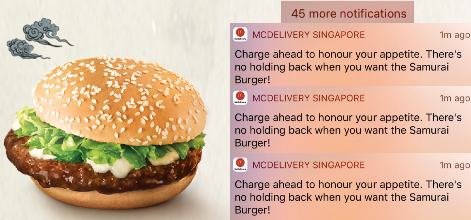 McDonald's S'pore sends over 40 notifications about Samurai Burger ...