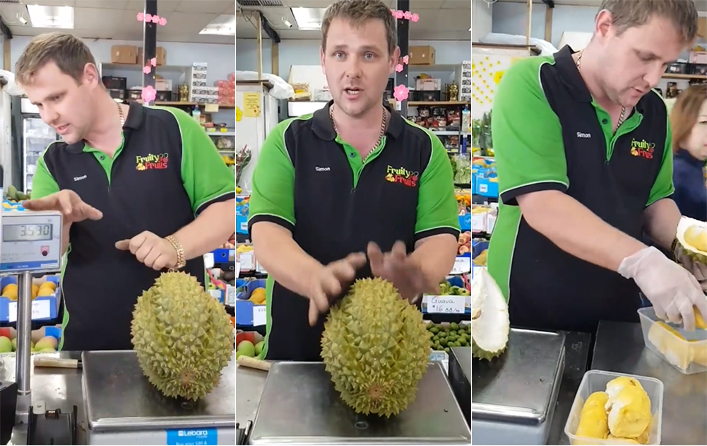 Australian fruits seller opens durian like a pro, wows S'poreans, M ...