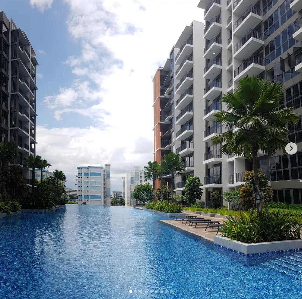There are infinity pools in Yishun with HDB estate & MRT train tracks ...