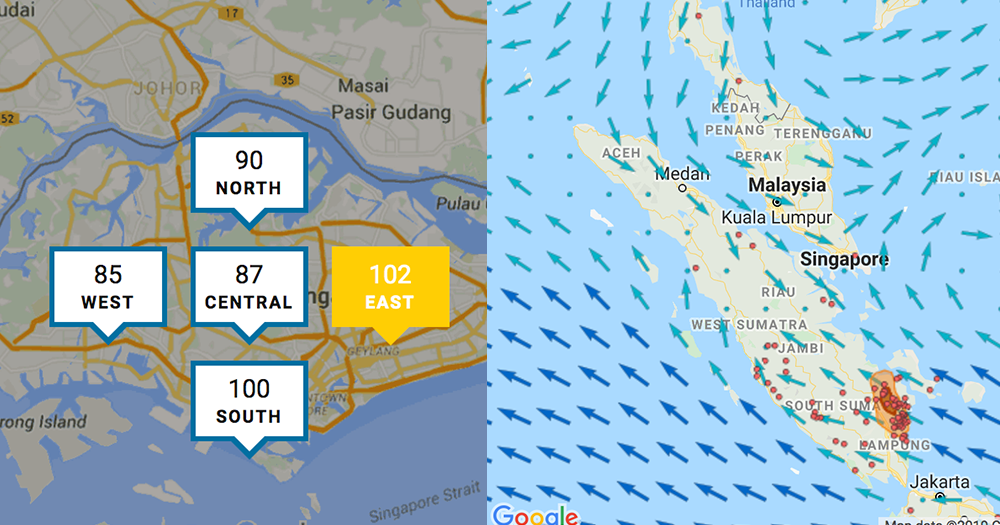 PSI hits 102 in eastern part of S'pore, hot spots in southern Sumatra ...