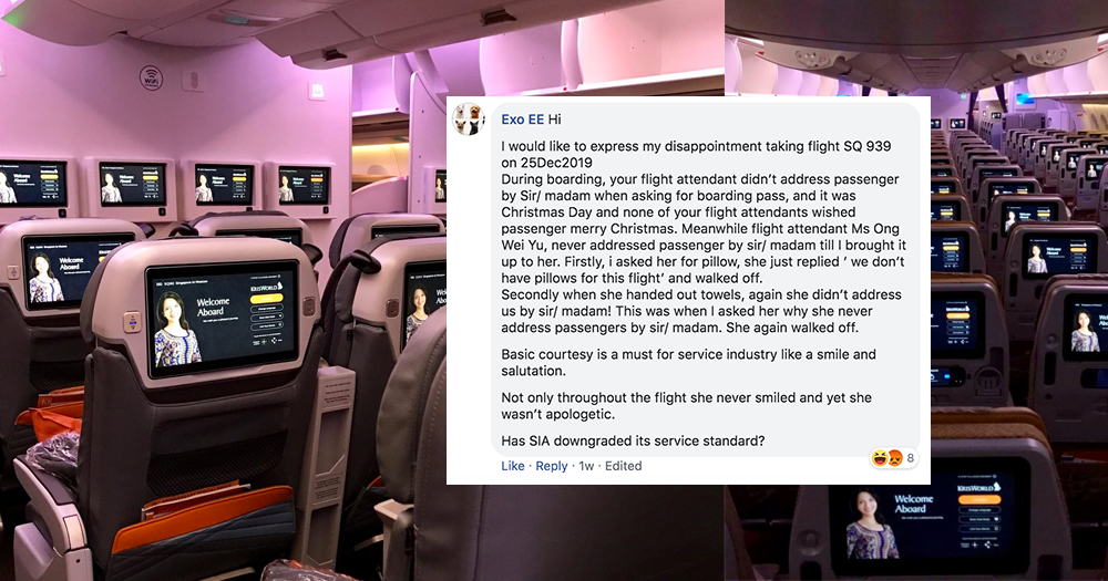 SIA stewardess rants on Facebook after passenger publicly names her ...