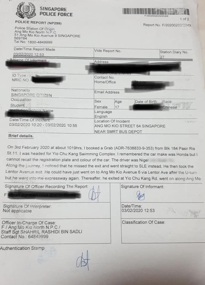 S'pore Grab driver allegedly drove female passenger to dead end, asked ...