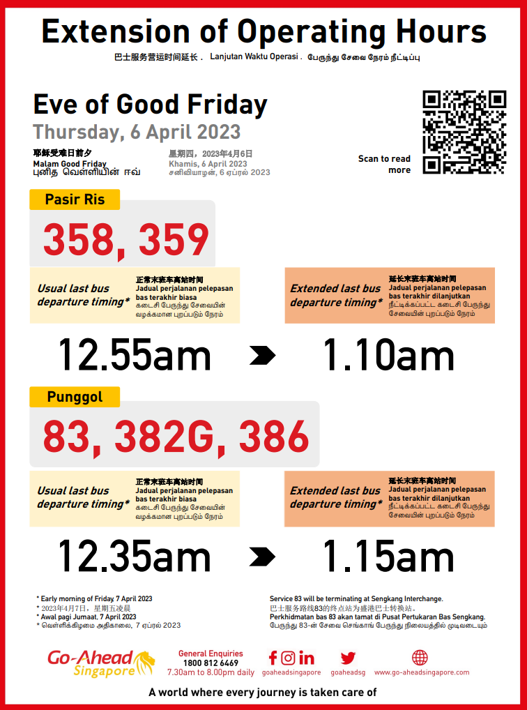S'pore train & bus timings extended on Good Friday eve, Apr. 6, 2023 ...