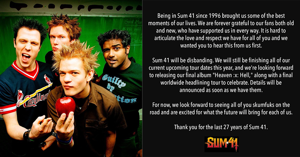 Canadian Rock Band Sum 41 Becomes Casualty Of Society Will Disband After 27 Years Mothership 