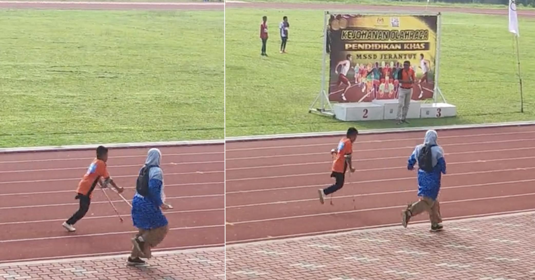 M'sia boy with disability, 11, finishes 100m race on crutches as ...