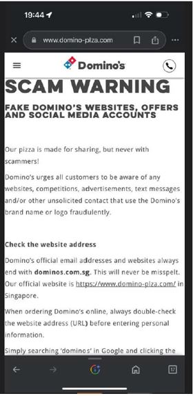 PSA: New phishing scam using fake 'Domino's Pizza' website, 7 victims ...