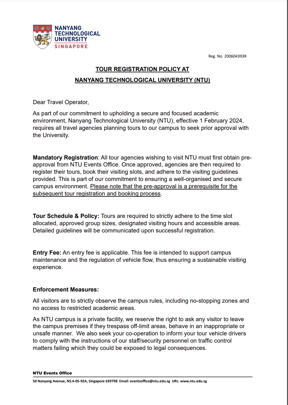 NTU requires tour groups to register & pay entry fee after 'influx of ...