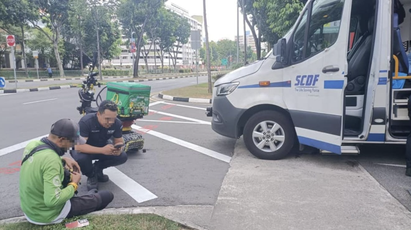 Ambulance gets into accident with food delivery rider while leaving ...