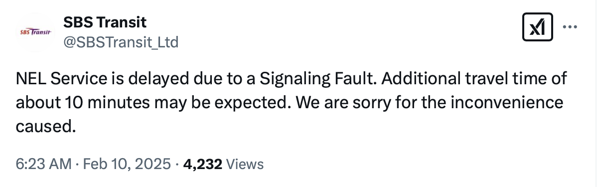 North-East Line disrupted for 2 hours in morning due to signalling ...