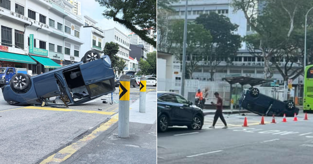 Driver, 61, sent to hospital after car flips over in Outram Road ...