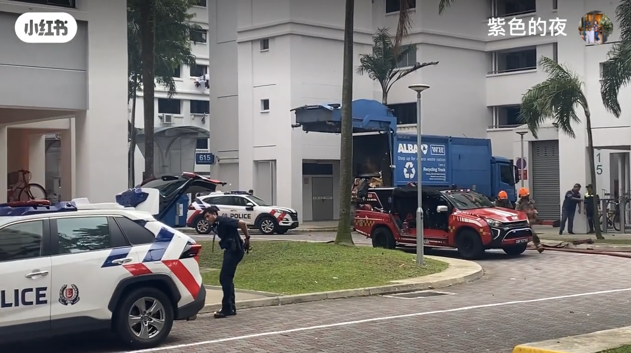 Discarded items, recycling bin catch fire at Woodlands HDB loading bay ...