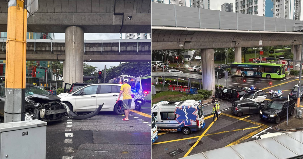 3-car accident near Clementi MRT: 5 sent to hospital, car driver, 72 ...