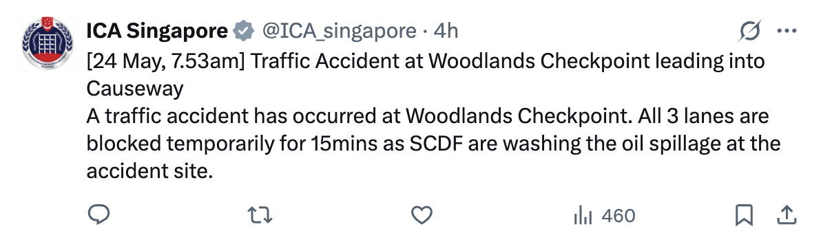 4 persons, aged 14 to 78, taken to hospital after accident at Woodlands ...