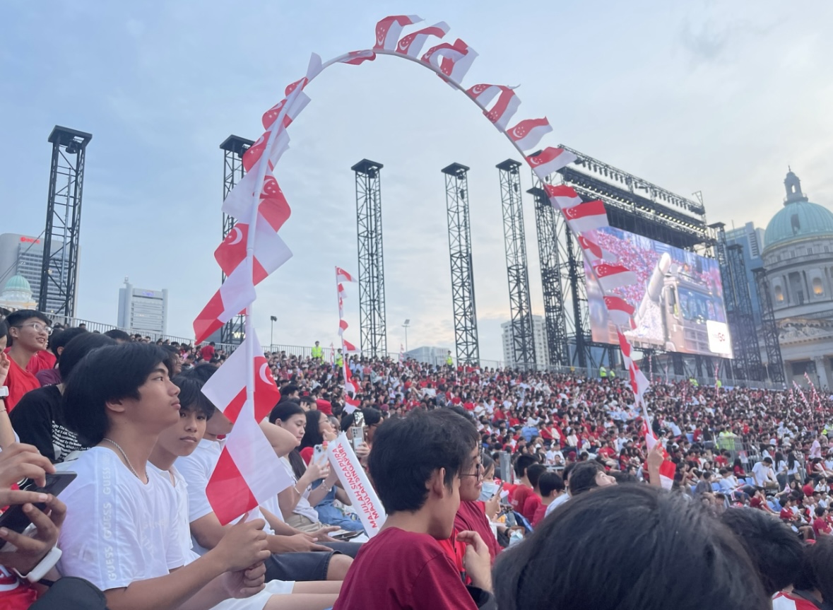 NDP rehearsal audiences stack flags to see whose is higher causing view ...