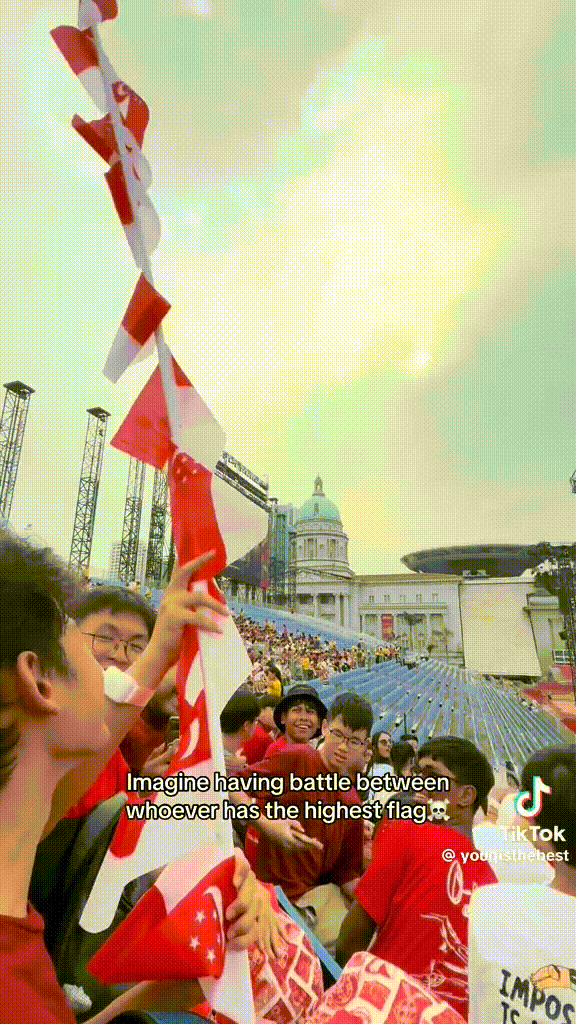 NDP rehearsal audiences stack flags to see whose is higher causing view ...