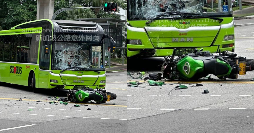 Motorcycle & SMRT bus collide in Bukit Panjang, man, 54, taken to ...