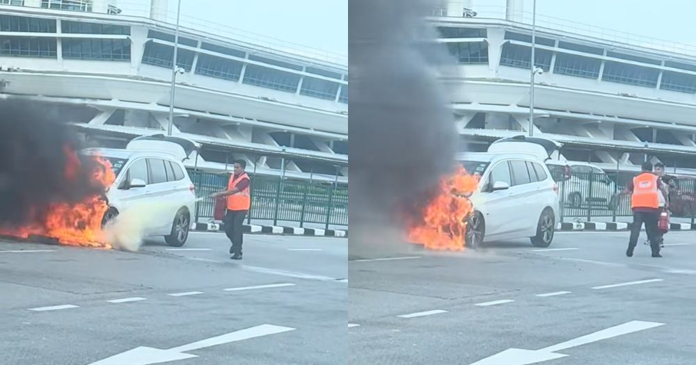 Car catches fire outside KKH, SMRT driver stops bus to help put it out ...