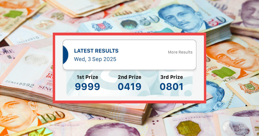'9999' appears as S'pore Pools 4D top prize for 1st time on Sep. 3 ...