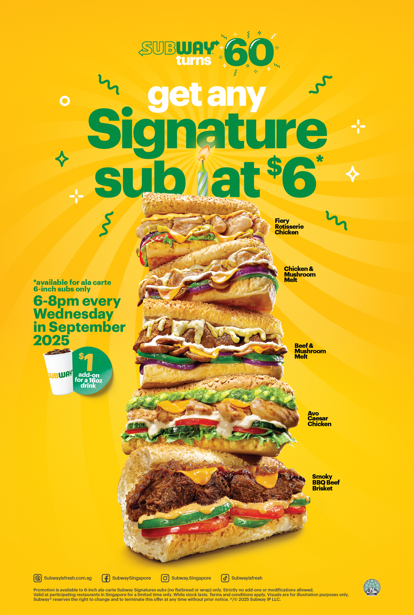 Subway S’pore S$6 Signature Sub deal available every Wednesday of Sep ...