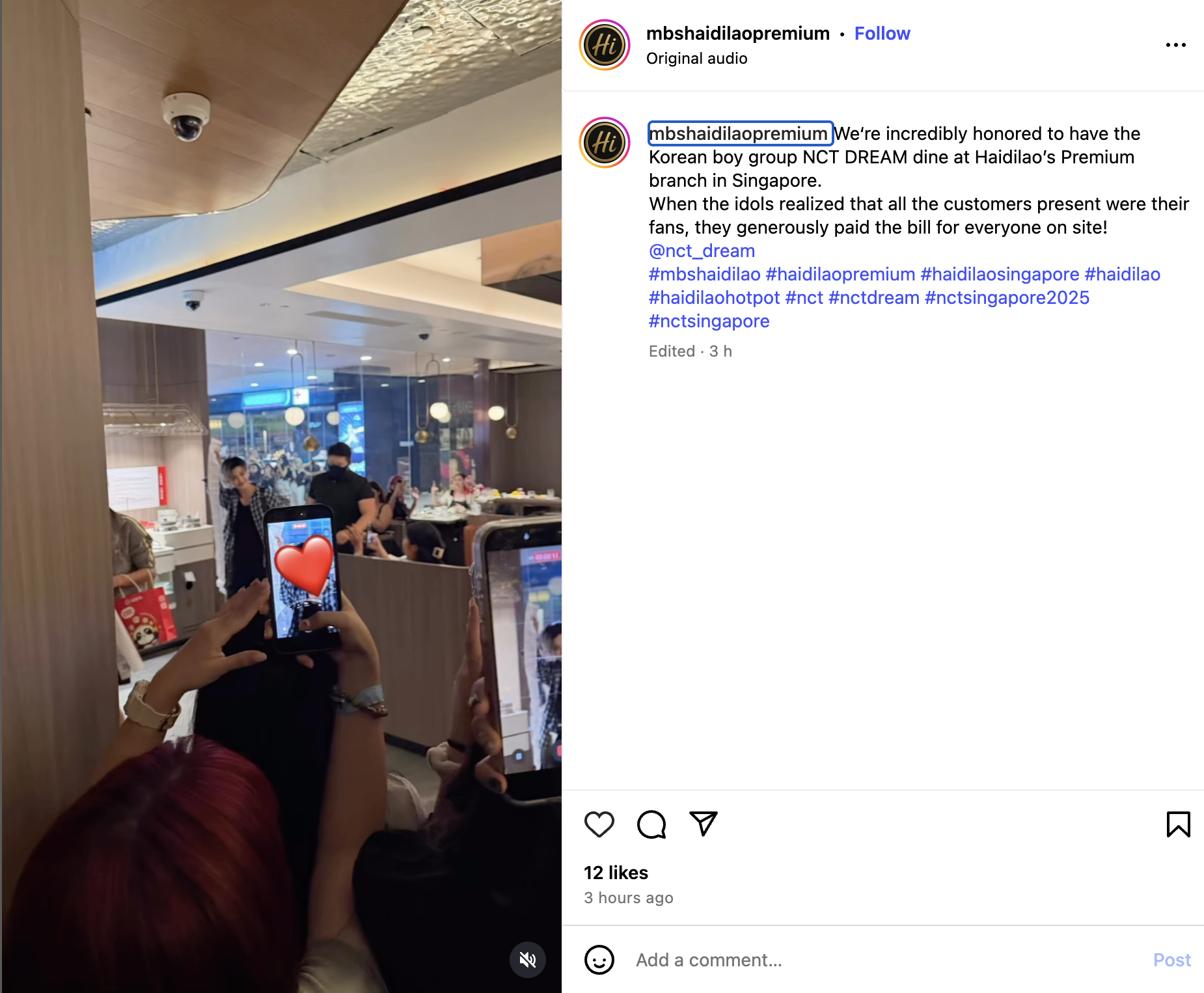 K-pop group NCT Dream foots bill for Haidilao MBS diners after S'pore ...