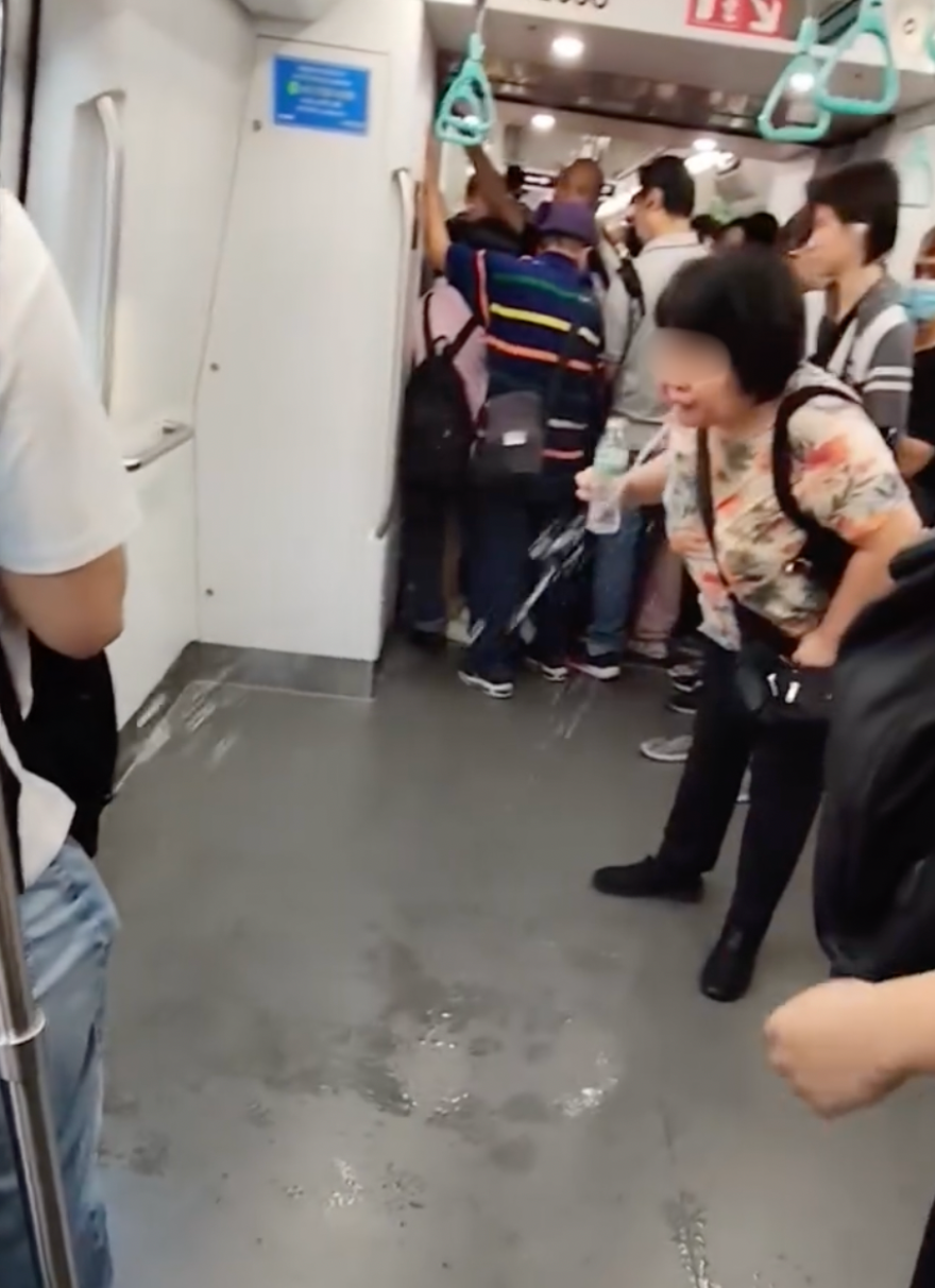 Woman filmed spitting water at passengers on North-South Line MRT train ...