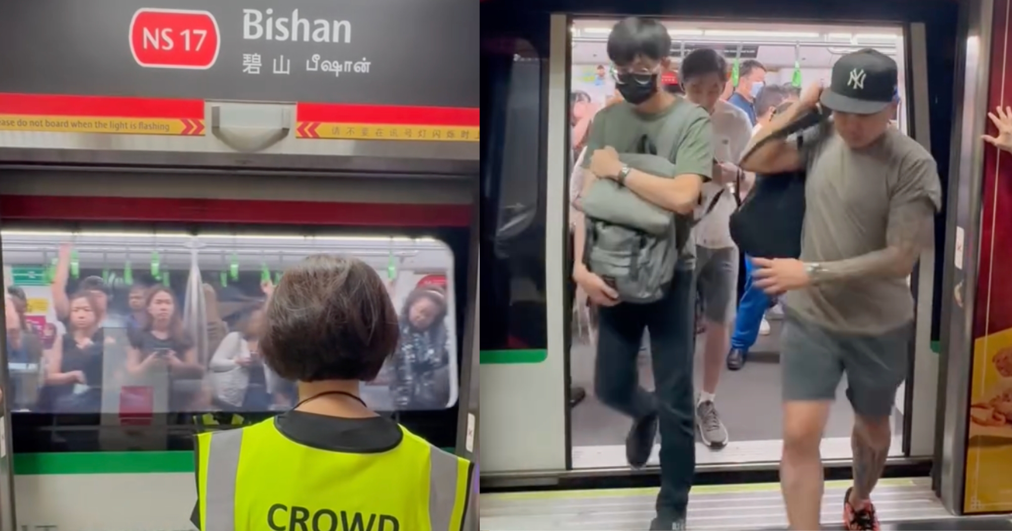 Bishan MRT platform screen doors open while train arrives, stays open ...