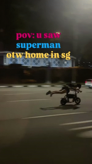 Guy rides PMD at about 77km/h along Keppel Road & does 'Superman' pose ...