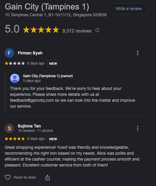 Multiple Gain City outlets hit with fake 1-star reviews after being ...